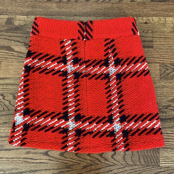 Topshop | Skirts | Topshop Red Check Plaid Highrise Chunky Knit Wool ...